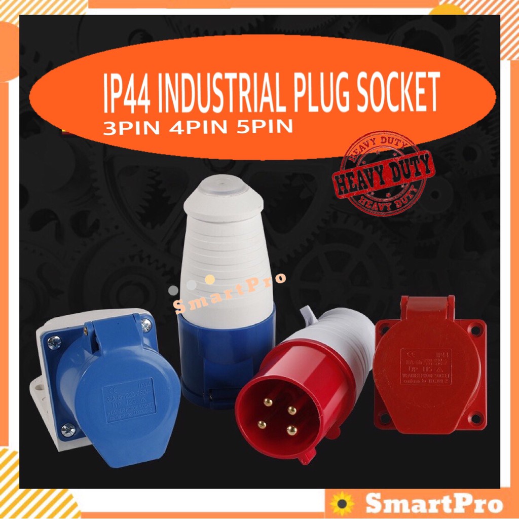 IP44 Weatherproof Industrial Plug Industrial Wall Socket Connector Socket 16A 32A 3 Pin 4 Pin 5 ...