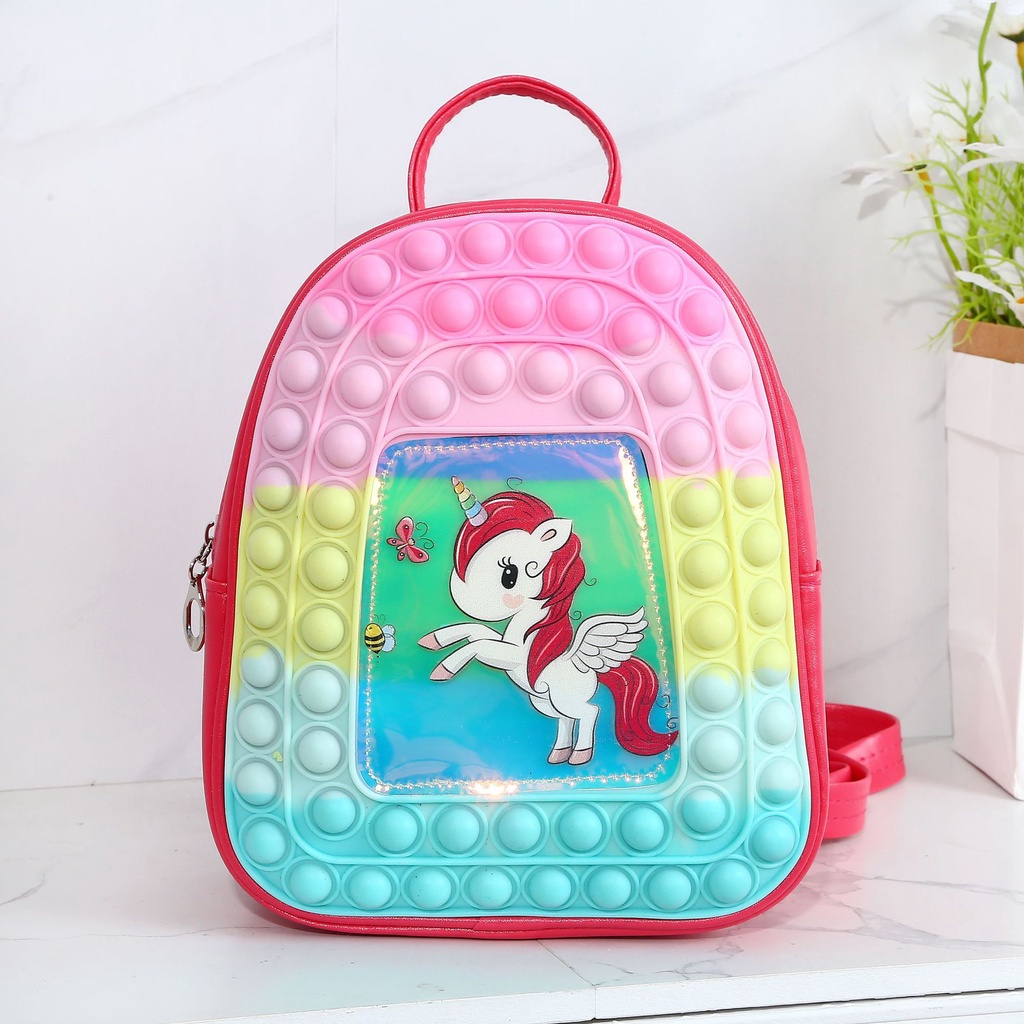 🐳Pop It Backpack Fidget Toy Unicorn Peripheral Poppy time Pop Bookbag ...