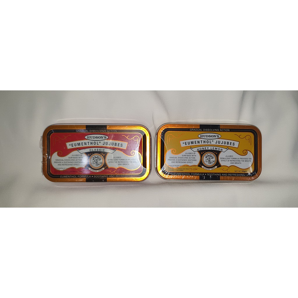 Hudson's "Eumenthol" Jujubes Tin (50grams per tin) Classic Chewy ...