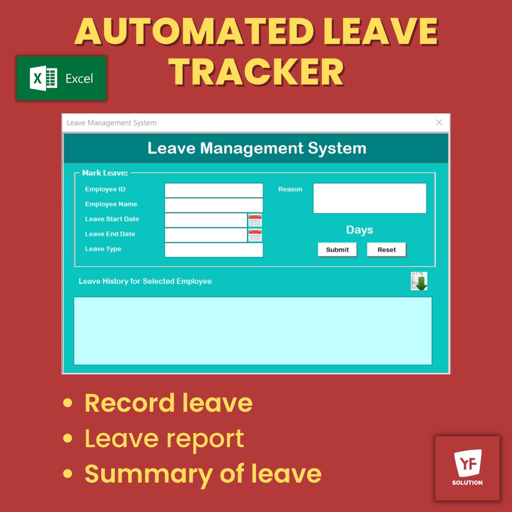 Leave Management System 【Excel】- Kiraan Leave Automatik | Laporan Leave ...