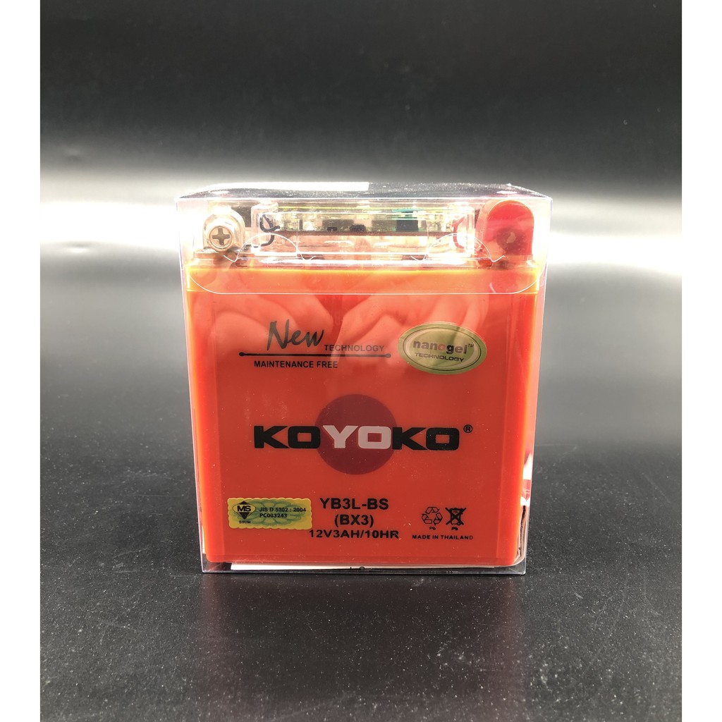 YB3L-BS KOYOKO NANOGEL BATTERY RXZ Y110SS Y100 Y125ZR TZM SIRIM ...