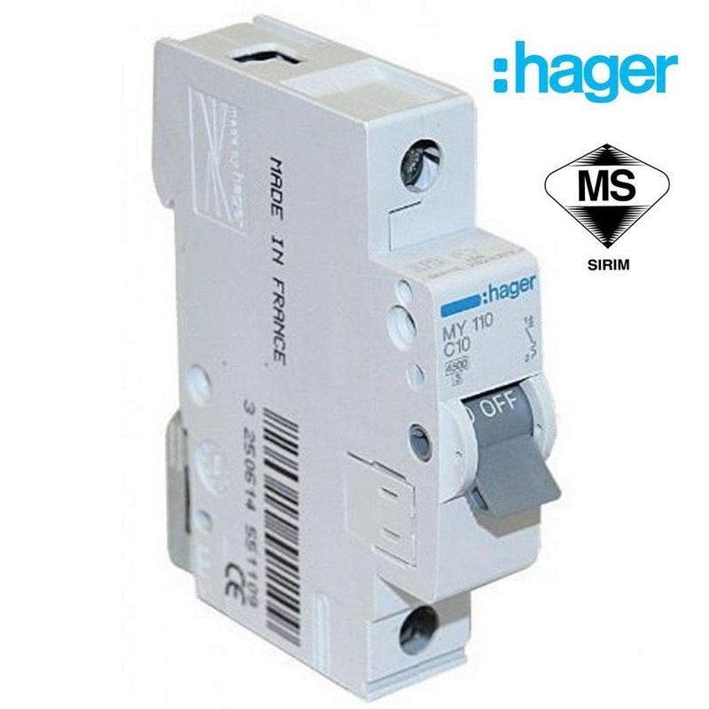 HAGER MY Series 6A 10A 16A 20A 32A 40A 1 Pole MCB 4.5KA ELEKTRIK AKSESORI | Shopee Malaysia