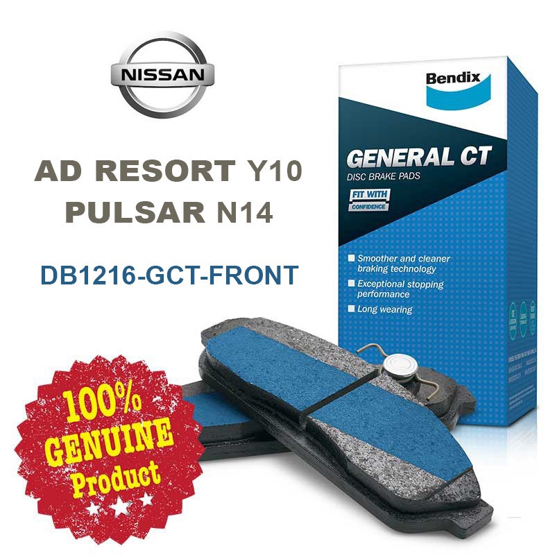 Original Bendix [DB1216GCT] Front Brake Pad - Nissan AD Resort Y10 ...