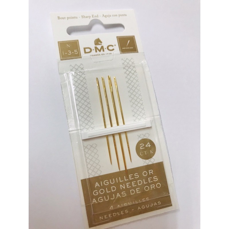 Original DMC 24K Gold Plated Embroidery & Cross stitch Needles Jarum ...