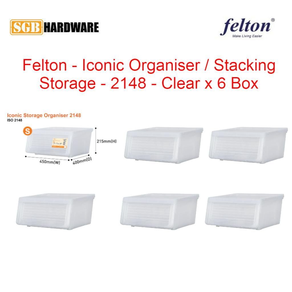 Felton - Iconic Organiser / Stacking Storage - 2148 - Clear x 6 Box UP ...