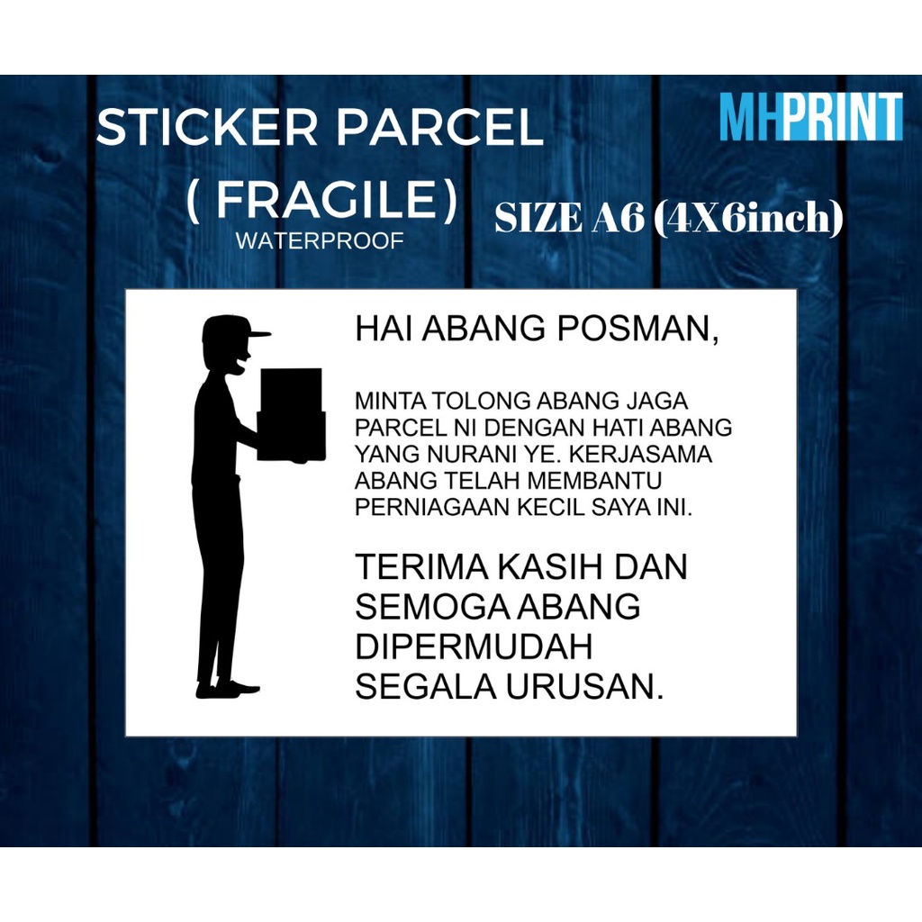50/100pcs Sticker Parcel Noted For Posmen / Fragile Sticker Harga Murah ...
