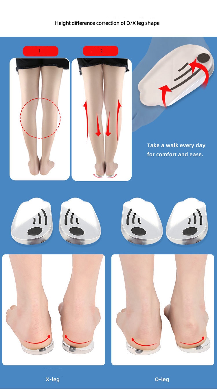 1 Pair Magnet Silicone Massage Insoles Gel O/X Type Leg Orthopedic Heel ...