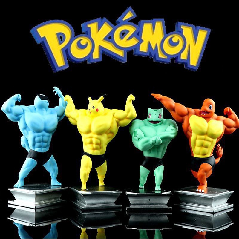 Pokemon Figures Hot Spoof Pokémon Muscle Figure Pikachu/Bulbasaur ...