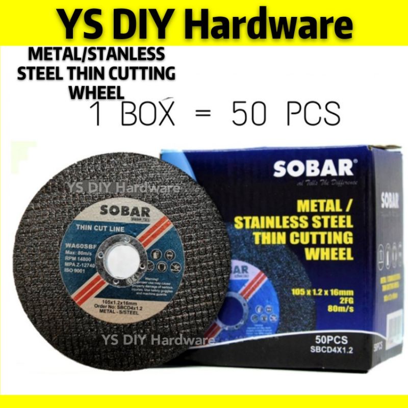 SOBAR 4" (105 x 1.2 x 16mm) STEEL/METAL CUTTING DISC (50PCS)(BOX ...