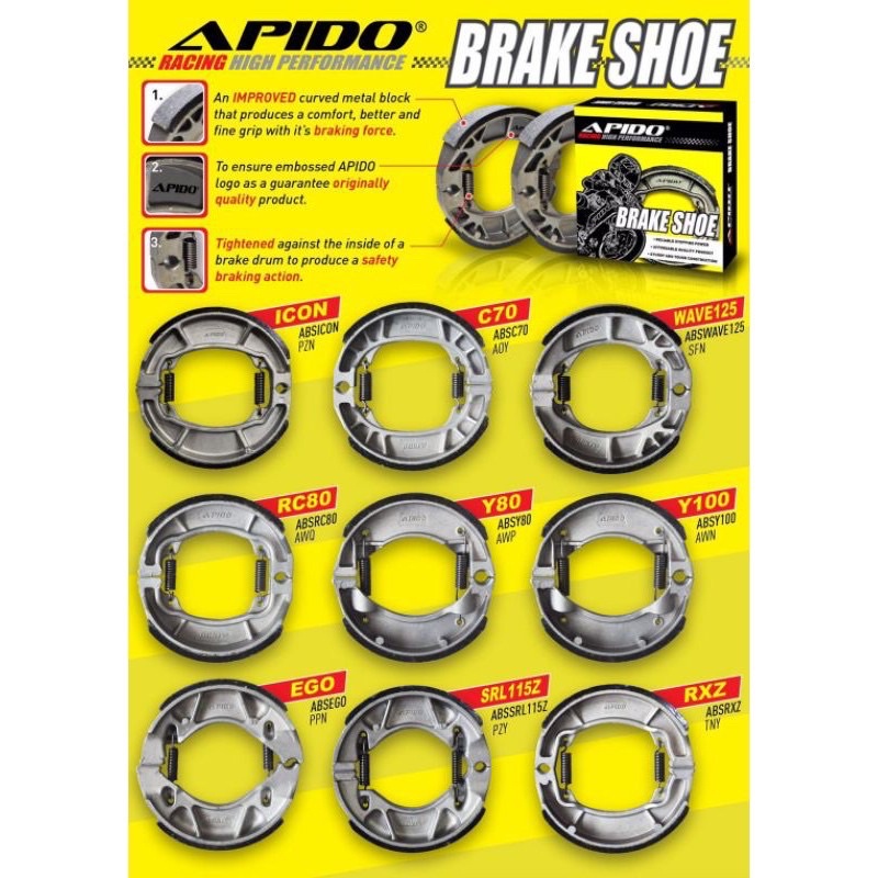 APIDO FRONT / REAR DISC BRAKE PAD SHOE HONDA VARIO 150 WAVE125 W125 ...