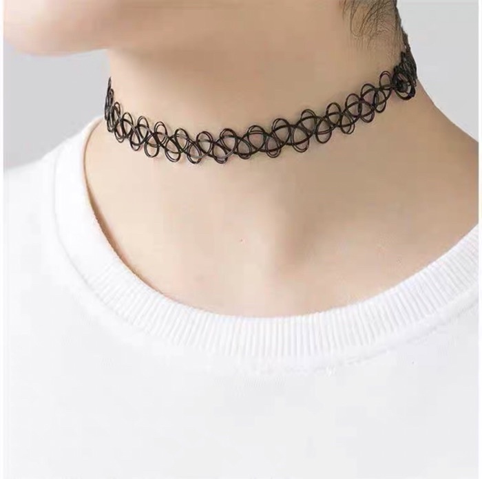 AIDA. Choker Tattoo Necklace Bracelet Ring / Braided Rantai Tangan ...