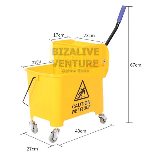20Lt Mop Cart | Mop Bucket | Yellow Mopping Pail | Mop Pail ...