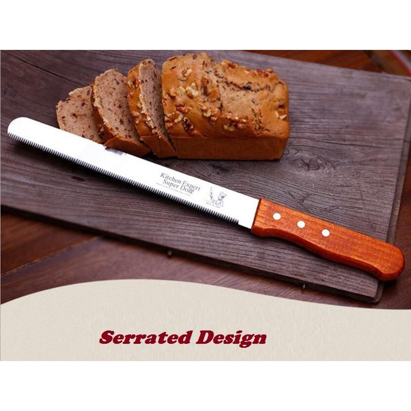 12 Inch Bread Knife Wide Teeth Wooden Handle Cake Knife Multiform Bread ...