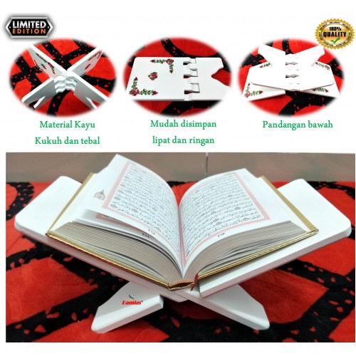 Rehal Kayu Mini Stand Rehal mini white wooden mini rehal mengaji iqra ...