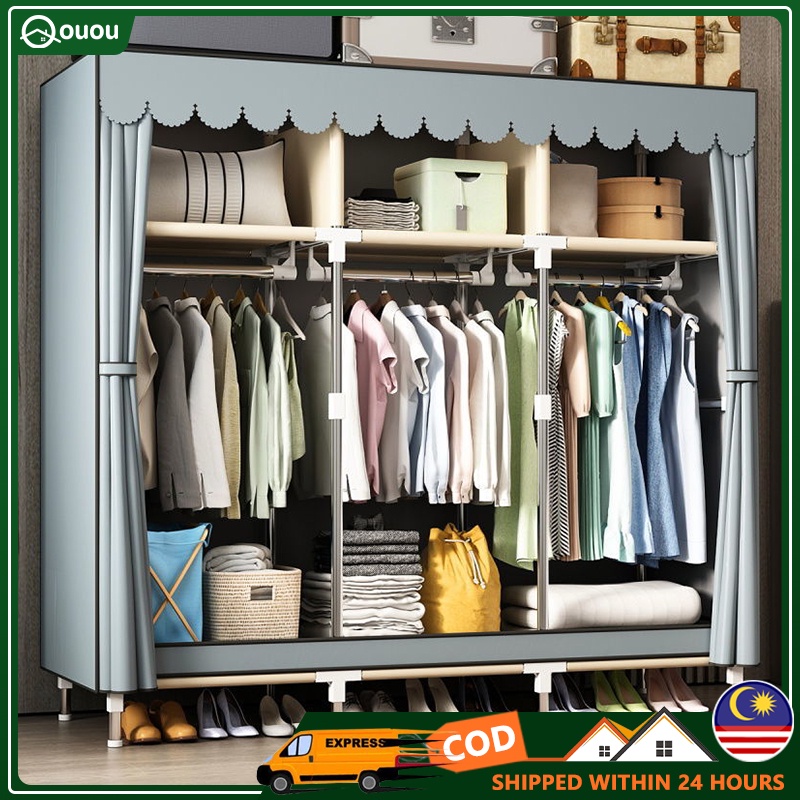 Oo-Wardrobe Almari Baju Rak Baju Clothes Organization Storage Rack ...