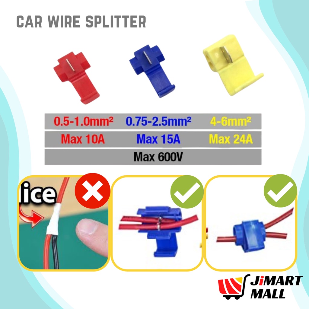 CAR WIRE SPLITTER CRIMP TOOL 1 to 2 Electrical Wire Connector Clip ...