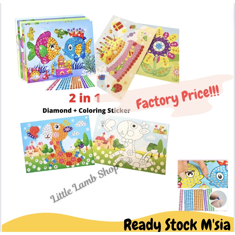 3D Diamond number sticker art colouring DIY Sticker 2 in 1 Kid DIY Art ...