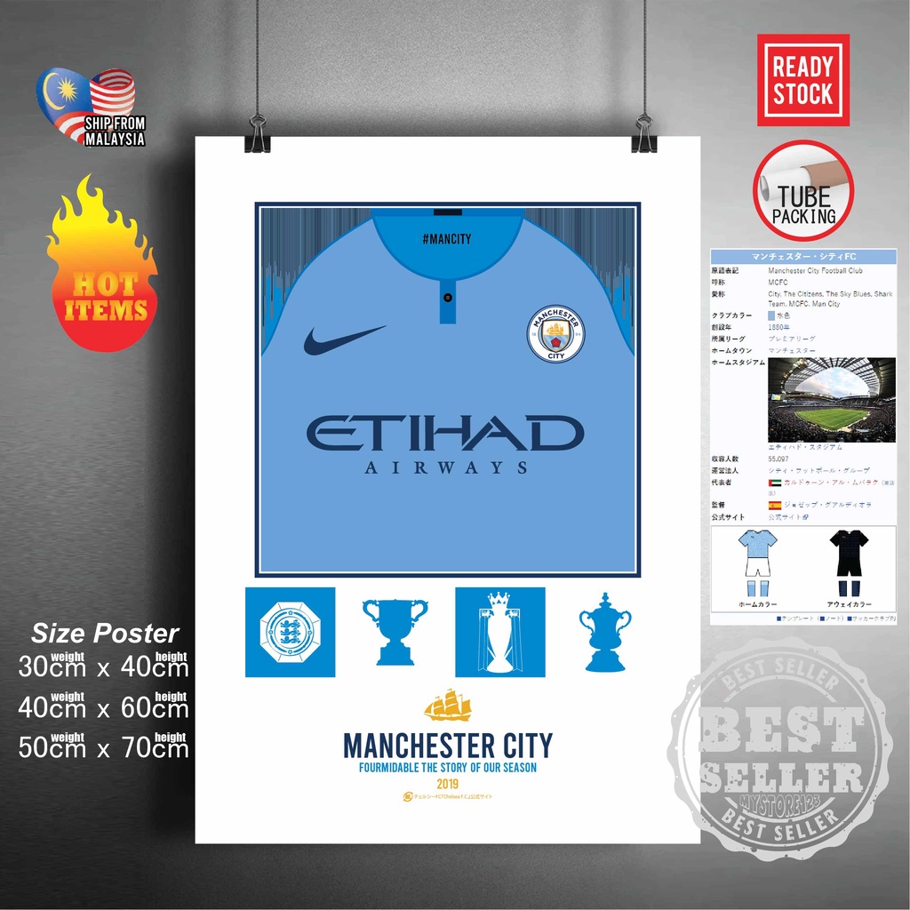 (Ready Stock) Fourmidables | Manchester City | Football Soccer Club ...