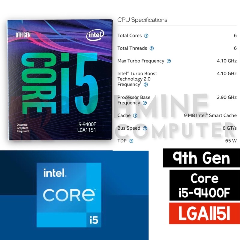 *NEW* Intel i5 9400F 6Core Processor 9th Gen LGA1151 CPU Processor Desktop PC Gaming H310 B365 ...
