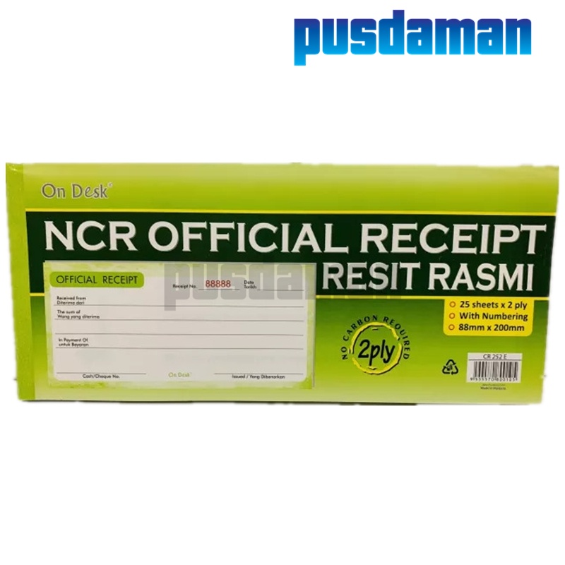 On Desk Official Receipt NCR (2 language Malay / English) | Shopee Malaysia