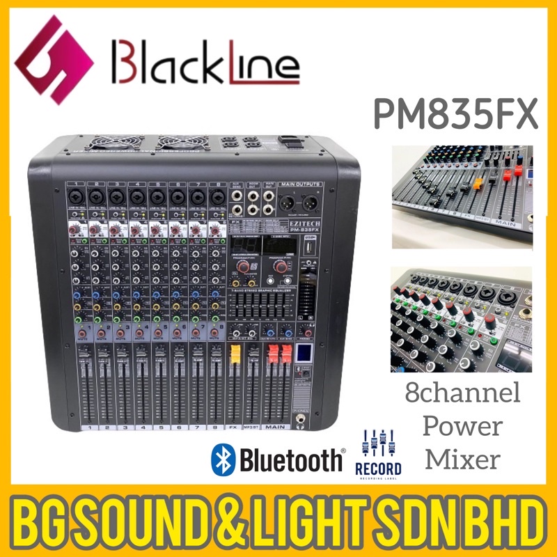 Blackline PM-835FX 8-Channel Analog 350watt Powered Compact Mixer / BL ...