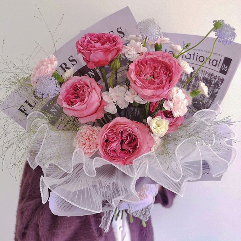 Ready Stock Doorgift Wrapping Korean Wave Yarn Flower Bouquet Packaging