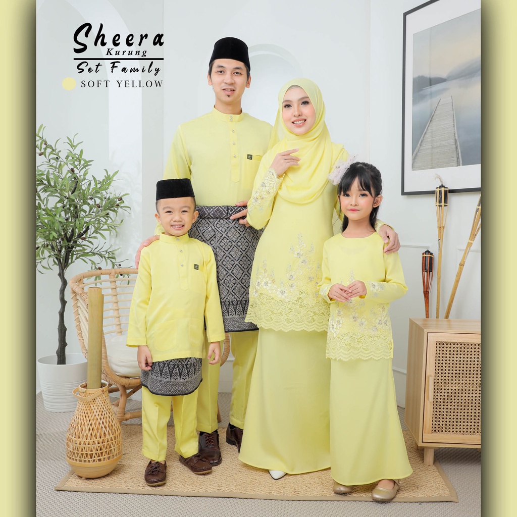 NEW DESIGN Raya 2022 Baju Set Family Baju Kurung SHEERA Set Family Soft ...