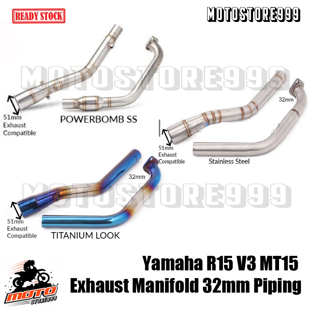 YAMAHA R15 V3 MT15 EXHAUST MANIFOLD 32mm PIPING (STAINLESS STEEL ...