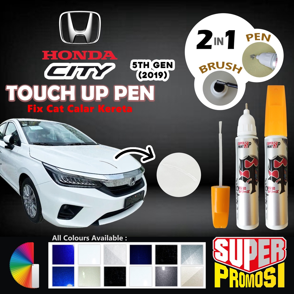 HONDA CITY GEN 5 2019 Touch Up Pen 2in1 Pen & Brush Scratch Repair Car ...