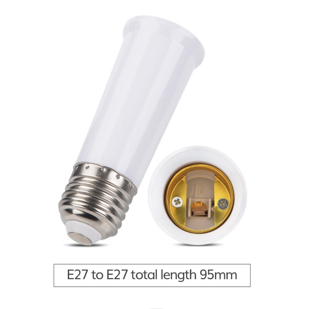 E27 to E27 Lengthen Lamp Base Converter LED Light Base E27-E27 Extender ...