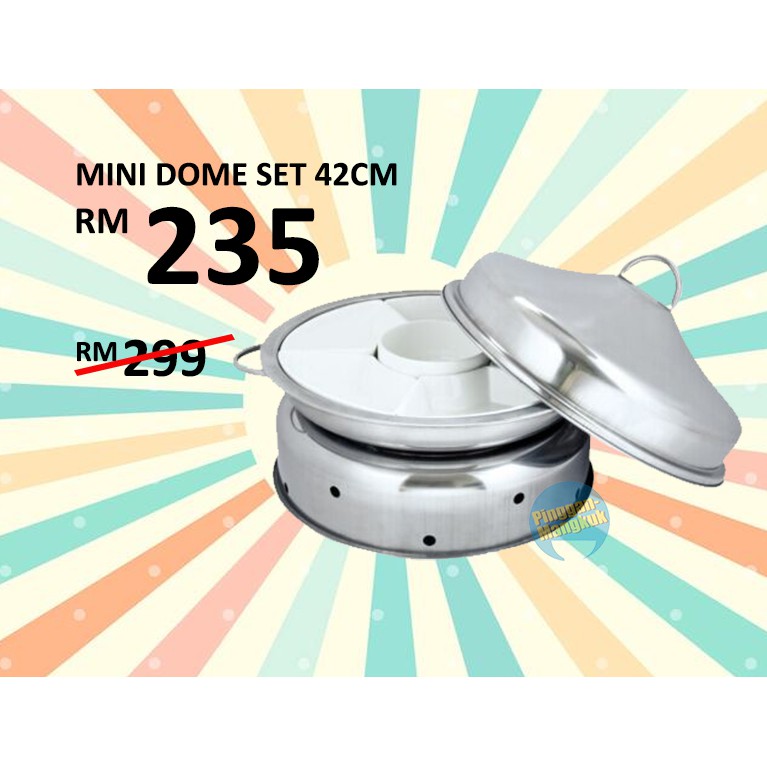 42cm Stainless Steel Kenduri Ceramic Bowl Chafing Dish, Mini Dome Set ...