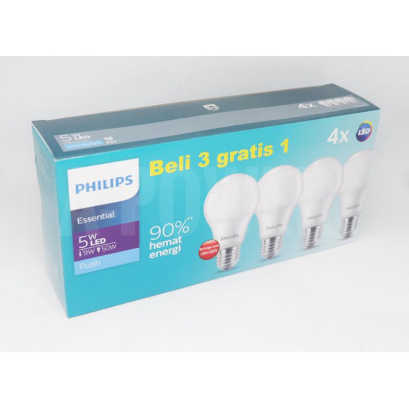 PUTIH Philips - Multipack Essential LED Lamp / 5W Package (White ...