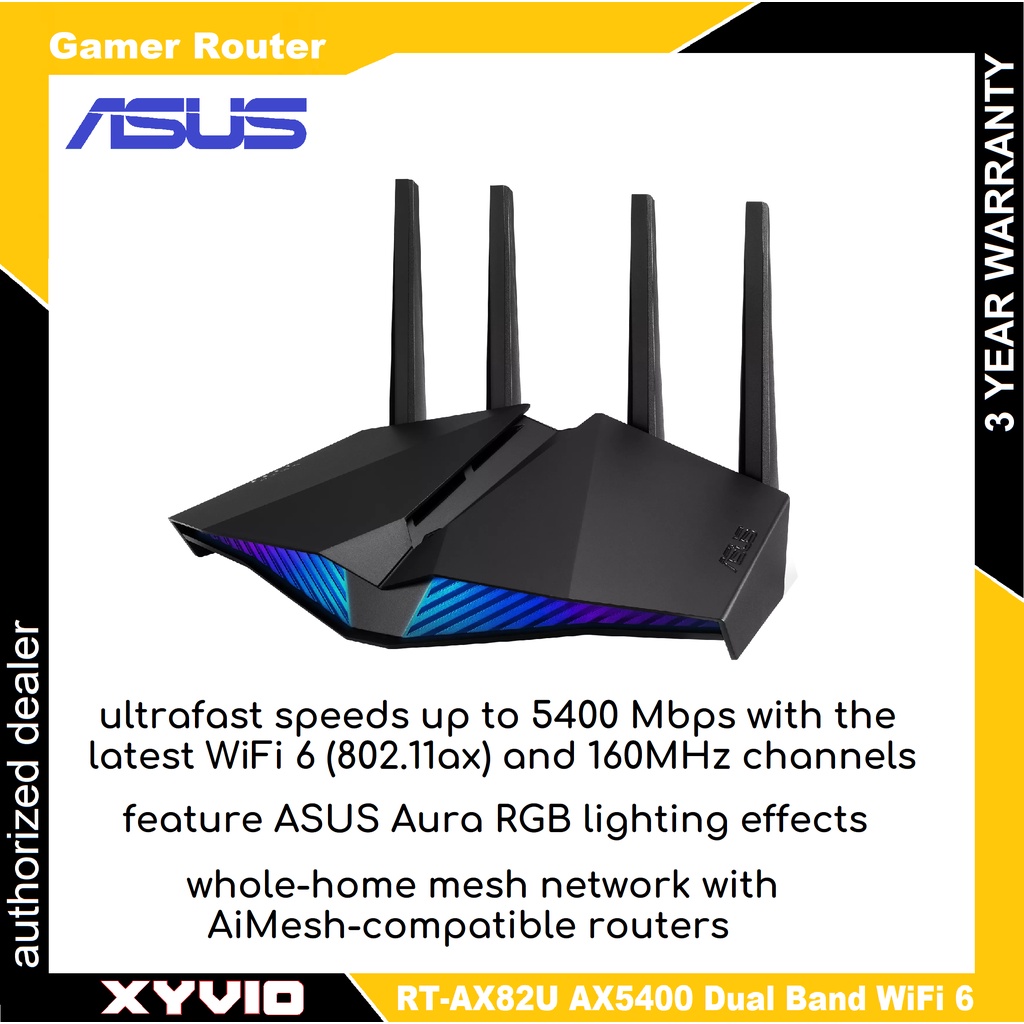 ASUS RT-AX82U | RT-AX82U GD Dual Band AX5400 WiFi 6 AiMesh RGB Gaming ...
