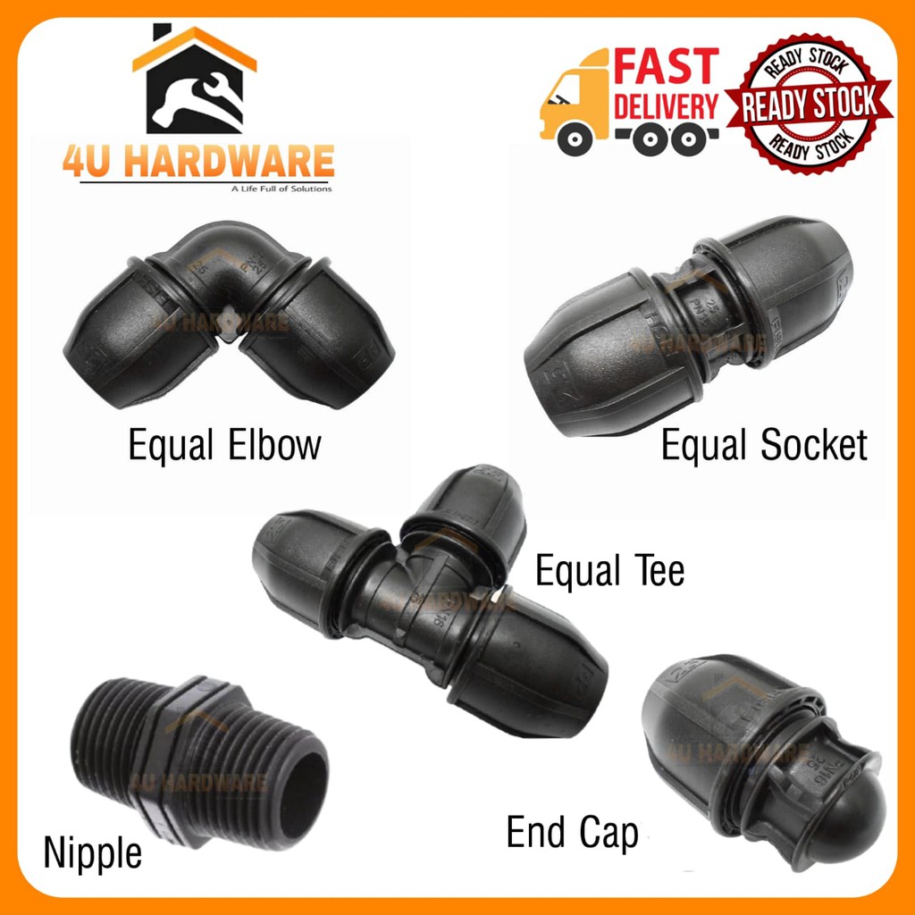 Poly Pipe Fittings/HDPE/PN16/Equal Socket/Elbow/Bend/Tee/End Cap/Nipple ...