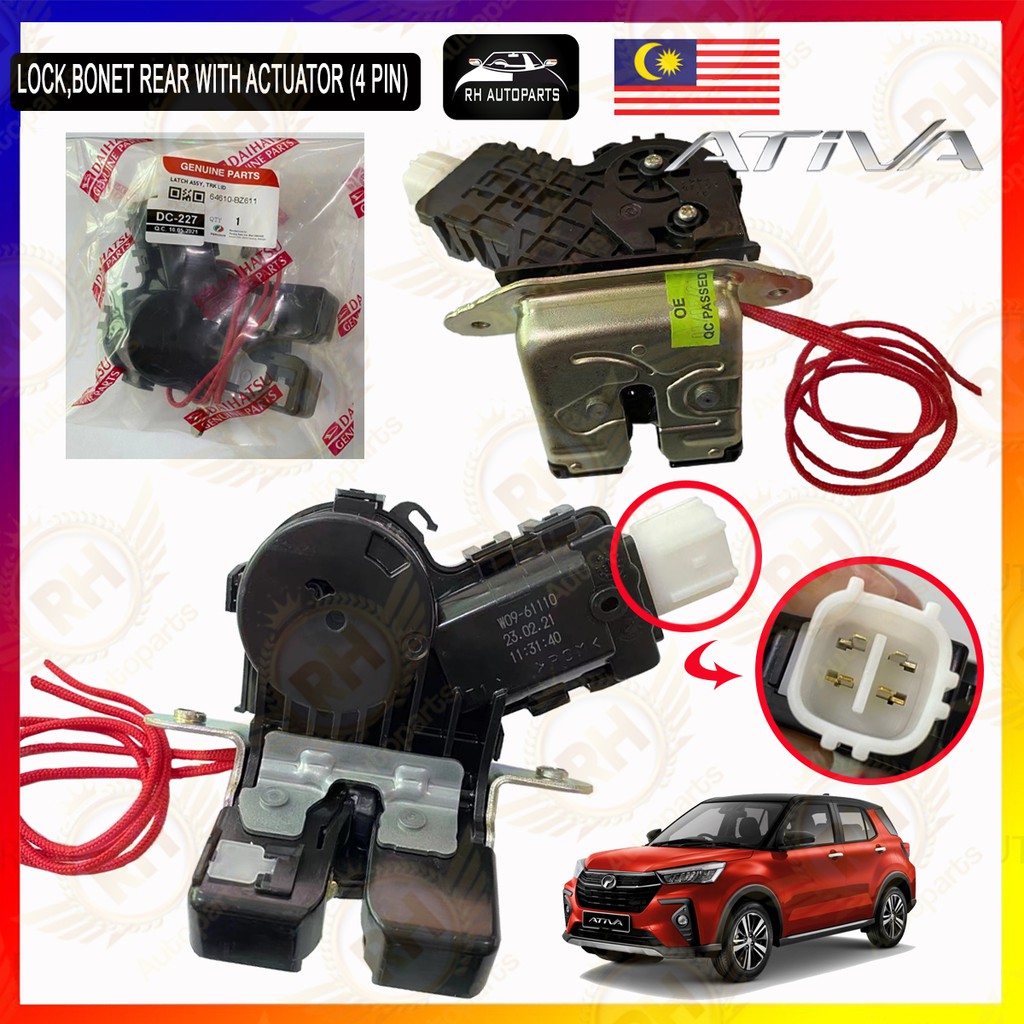 Perodua Ativa Rear Bonet Lock With Actuator 4PIN 64610-BZ611 autopart ...