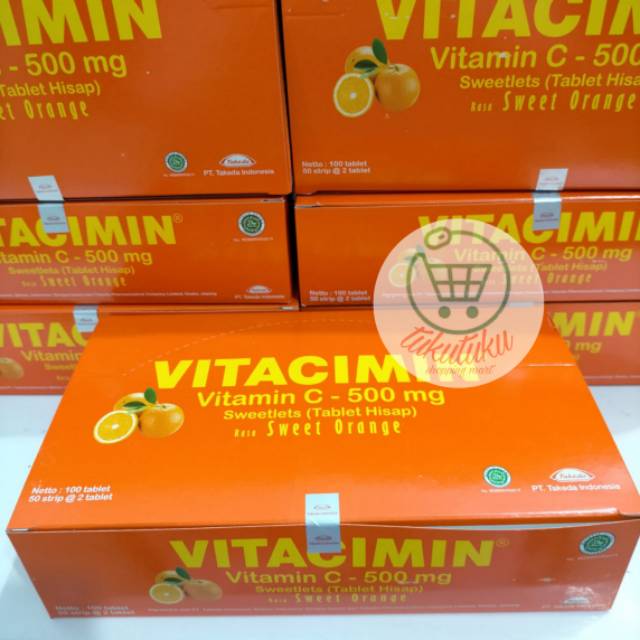 Vitacimin Vitamin Orange C 500 mg - Box Contents 100 Tablets (50 Strips ...