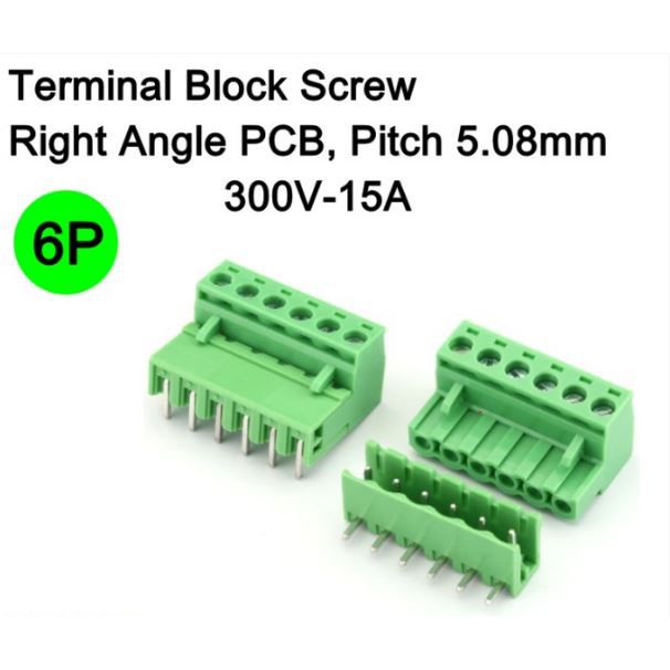 6P Plugable Terminal Block 6 Pin Right Angle 90 Degree L Shape Screw ...