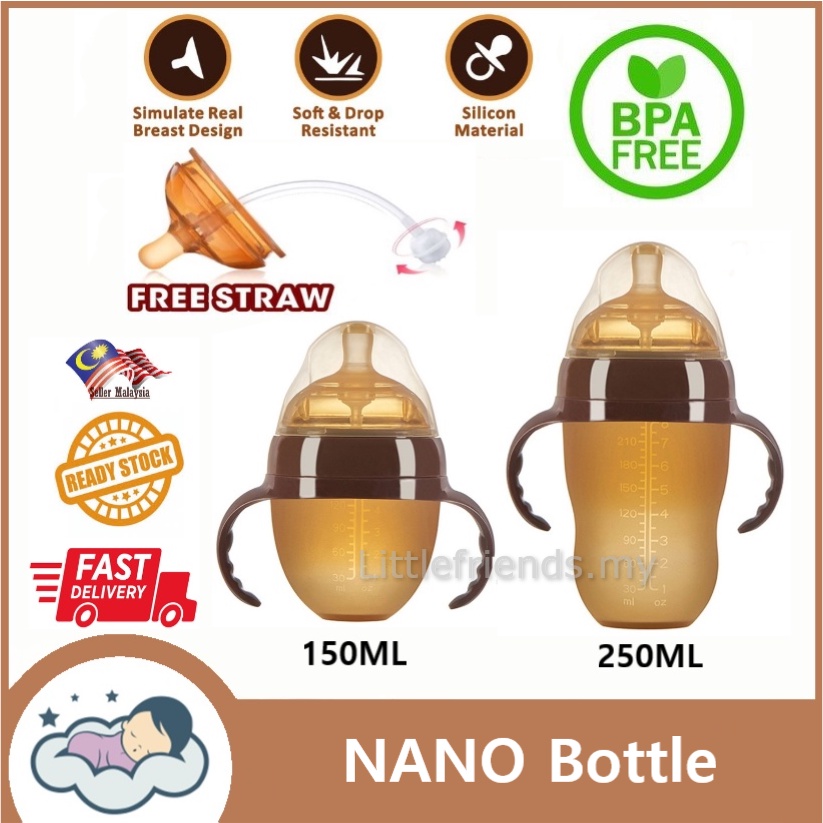 NANO Baby Bottle Silver Silicone Milk Bottle Botol Susu Lembut Wide ...