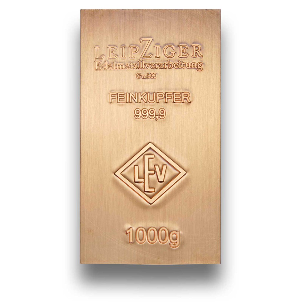 German Leipziger LEV 1000g Industry Line .9999 Cu Copper Bar (Made in ...