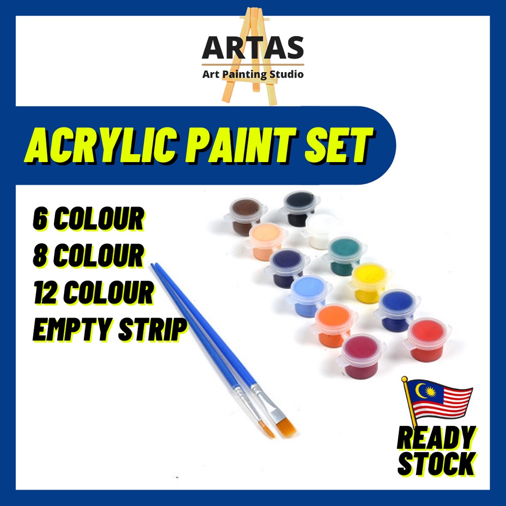 𝐀𝐑𝐓𝐀𝐒🎨 Mini Acrylic Paint set 6 in 1 strip 3ml single strip Paint Set ...