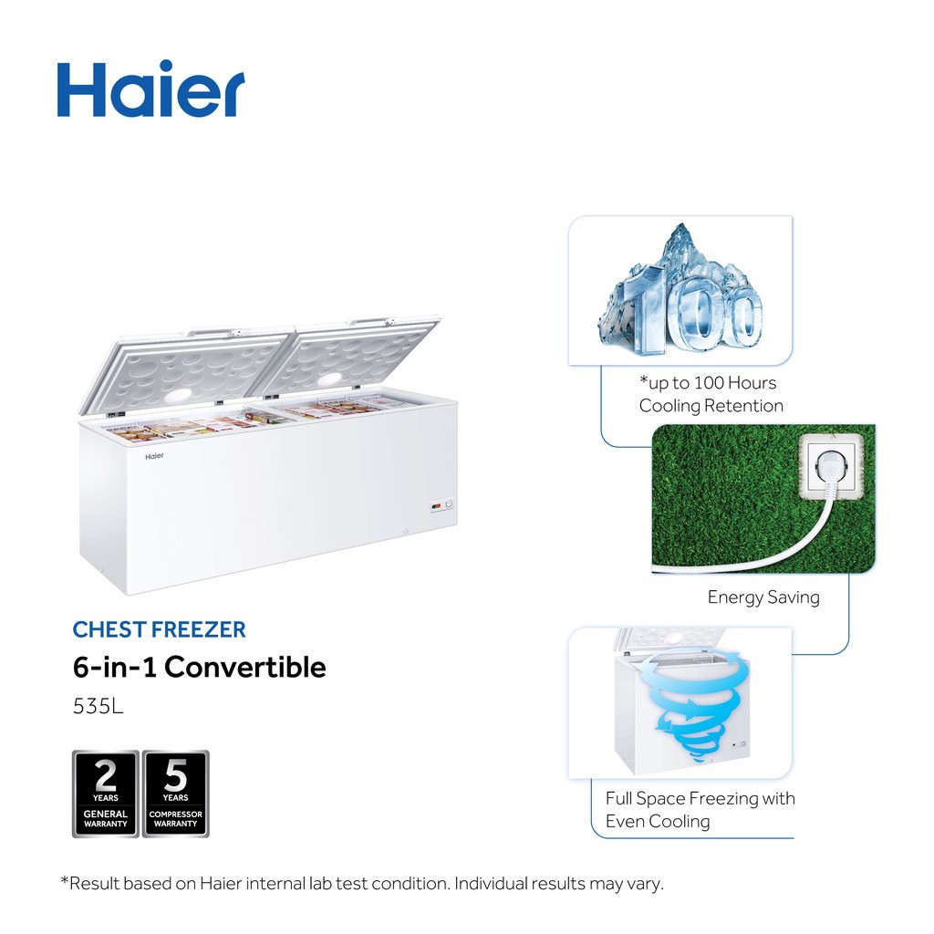 HAIER 6-in 1 Convertible Chest Freezer, 535L BD-568HP | Shopee Malaysia