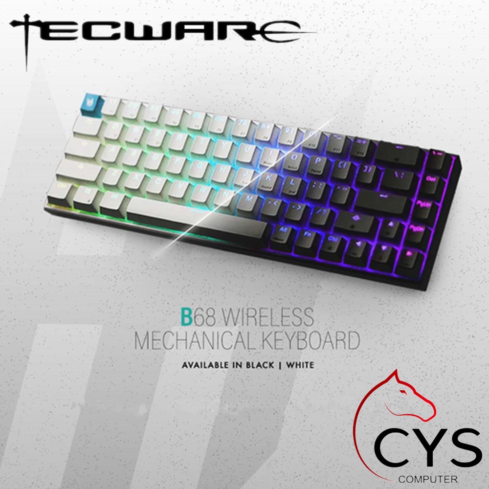 TECWARE B68 WIRELESS BLUETOOTH RGB TKL GAMING MECHANICAL KEYBOARD ...