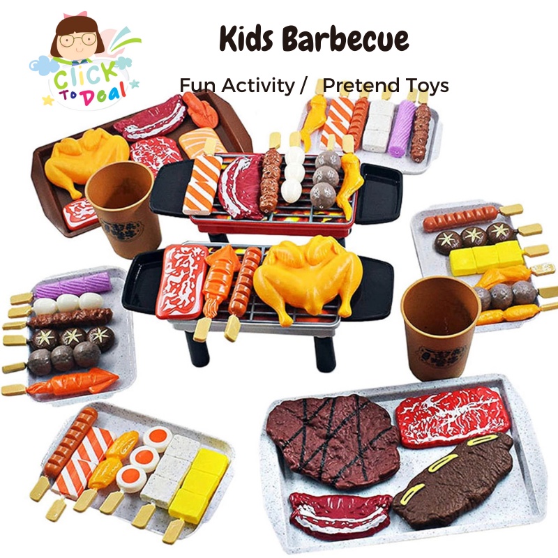 Kids BBQ Kitchen Pretend Toys Barbecue Grill Play Toys for Kids ...