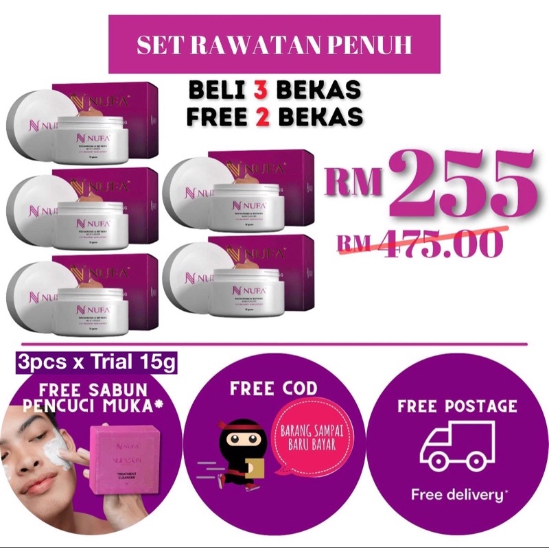 Nufa Night Cream Moisturizer : Anti-Jeragat | UV Sunscreen ...