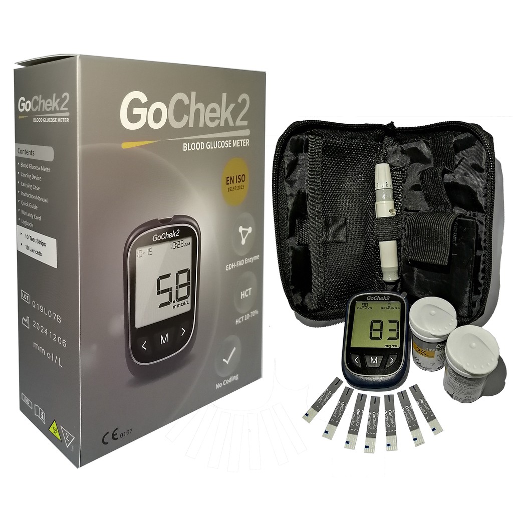 Go Chek2 Blood sugar monitor full set + Free 50 test strips | Shopee ...