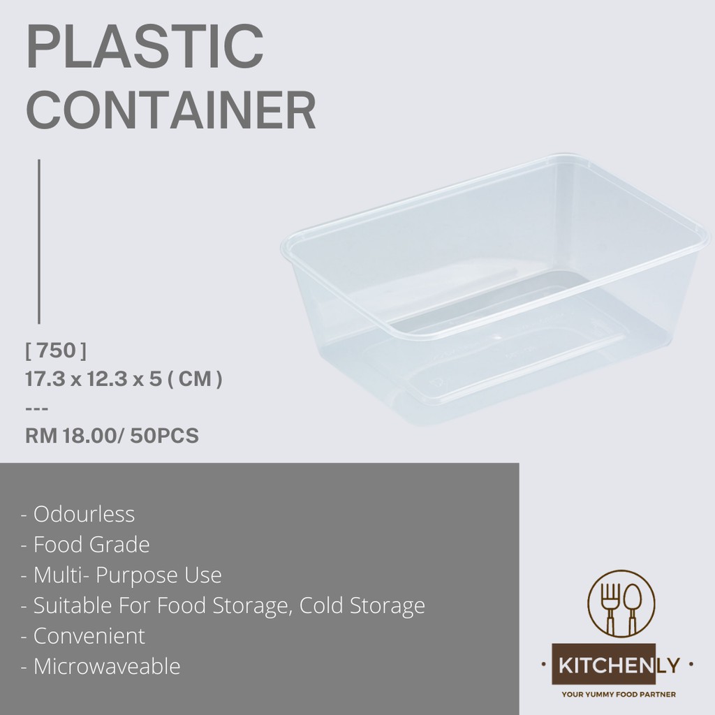 50pcs Plastic Container Square Bekas plastik makanan plastik box food ...
