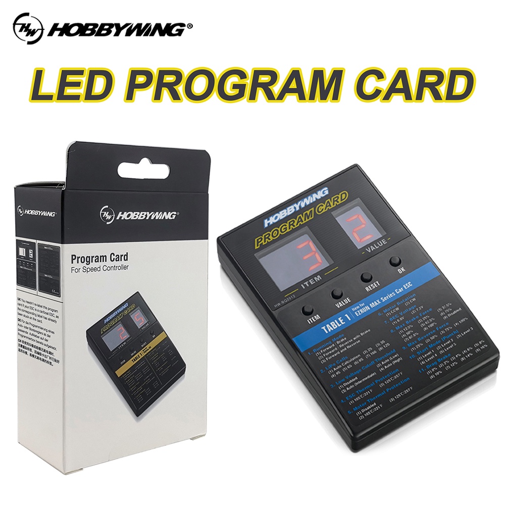 HOBBYWING ESC LED Program Card Box for Platinum V1/V2 FlyFun V5 XeRun ...