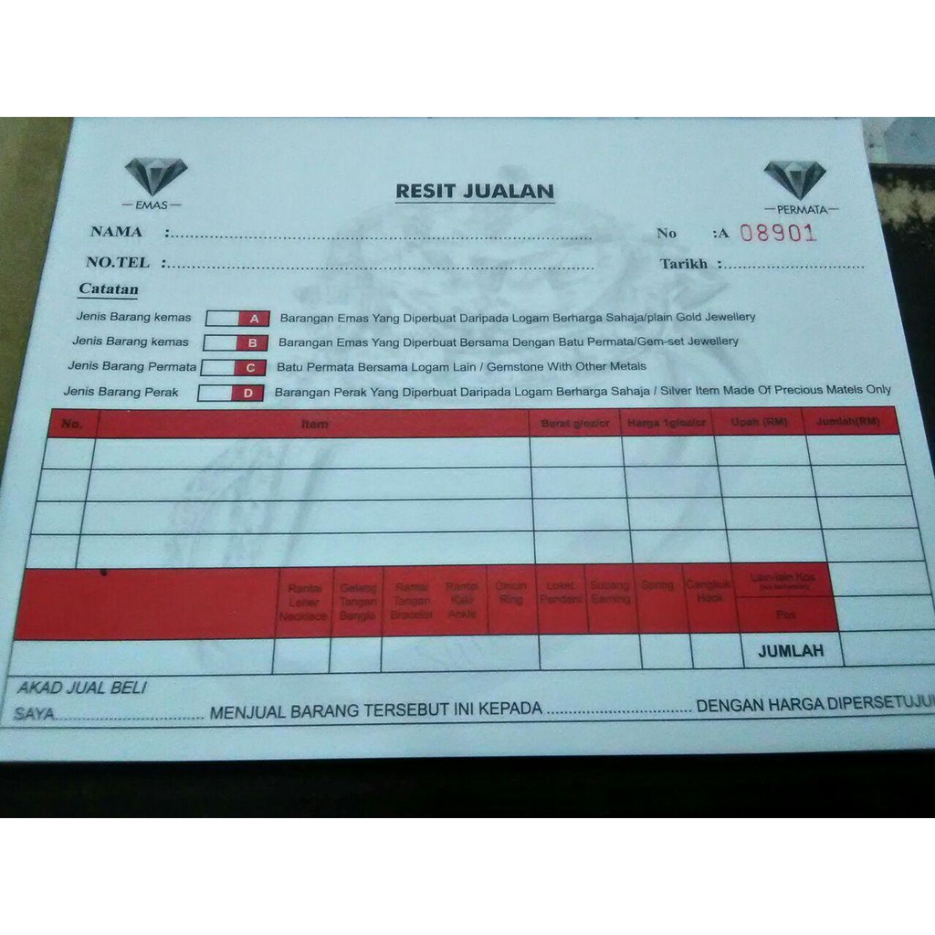 Buku Resit Emas & Permata ( Receipt Book ) | Shopee Malaysia