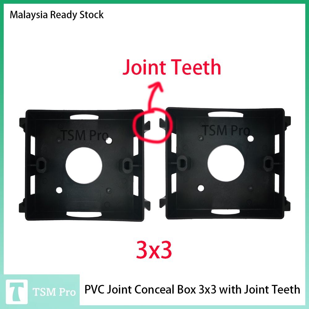 PVC Joint Conceal Box 3x3 with Joint Teeth / Conceal Type / Black ...