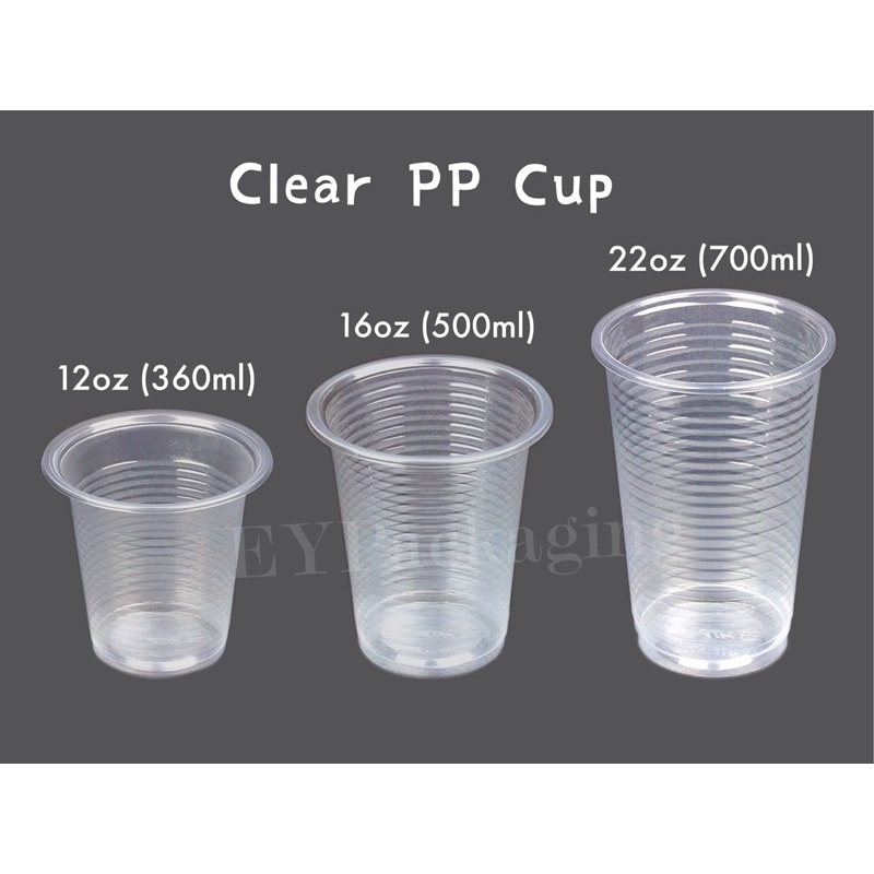 MTP 12oz/16oz PP Clear Cup with Lid - (100sets) - A360/A500 Disposable Plastic Cup 360ml /500ml ...